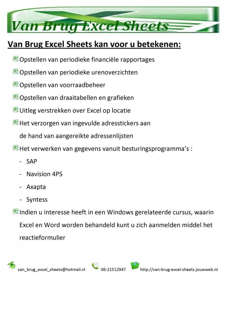 Van brug excel sheets | van-brug-excel-sheets.jouwweb.nl