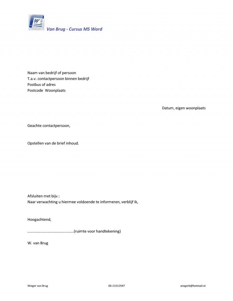 Word - Brief opstellen | Windows-office-schijndel