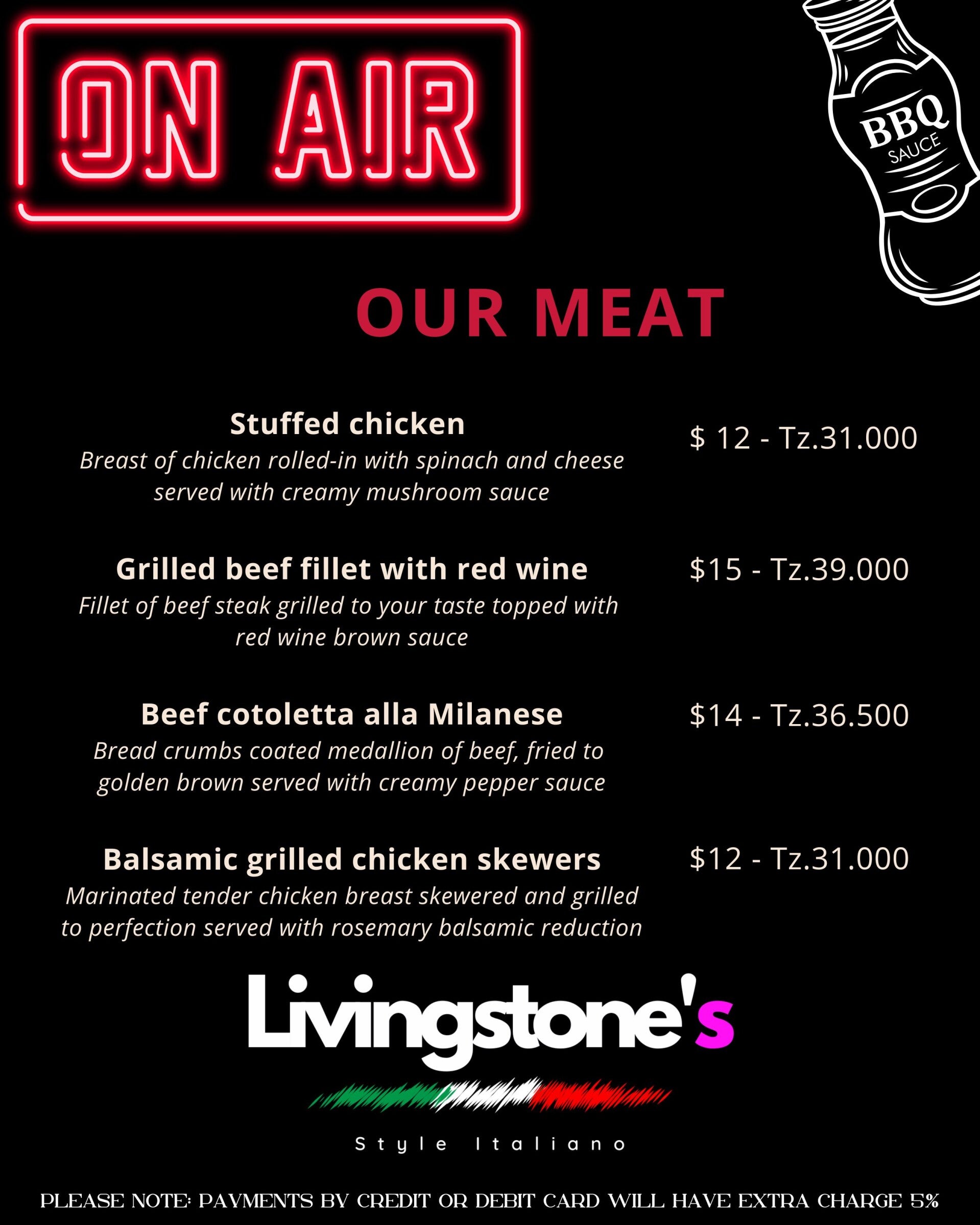 Restaurant Menu | LIVINGSTONE'S ZANZIBAR