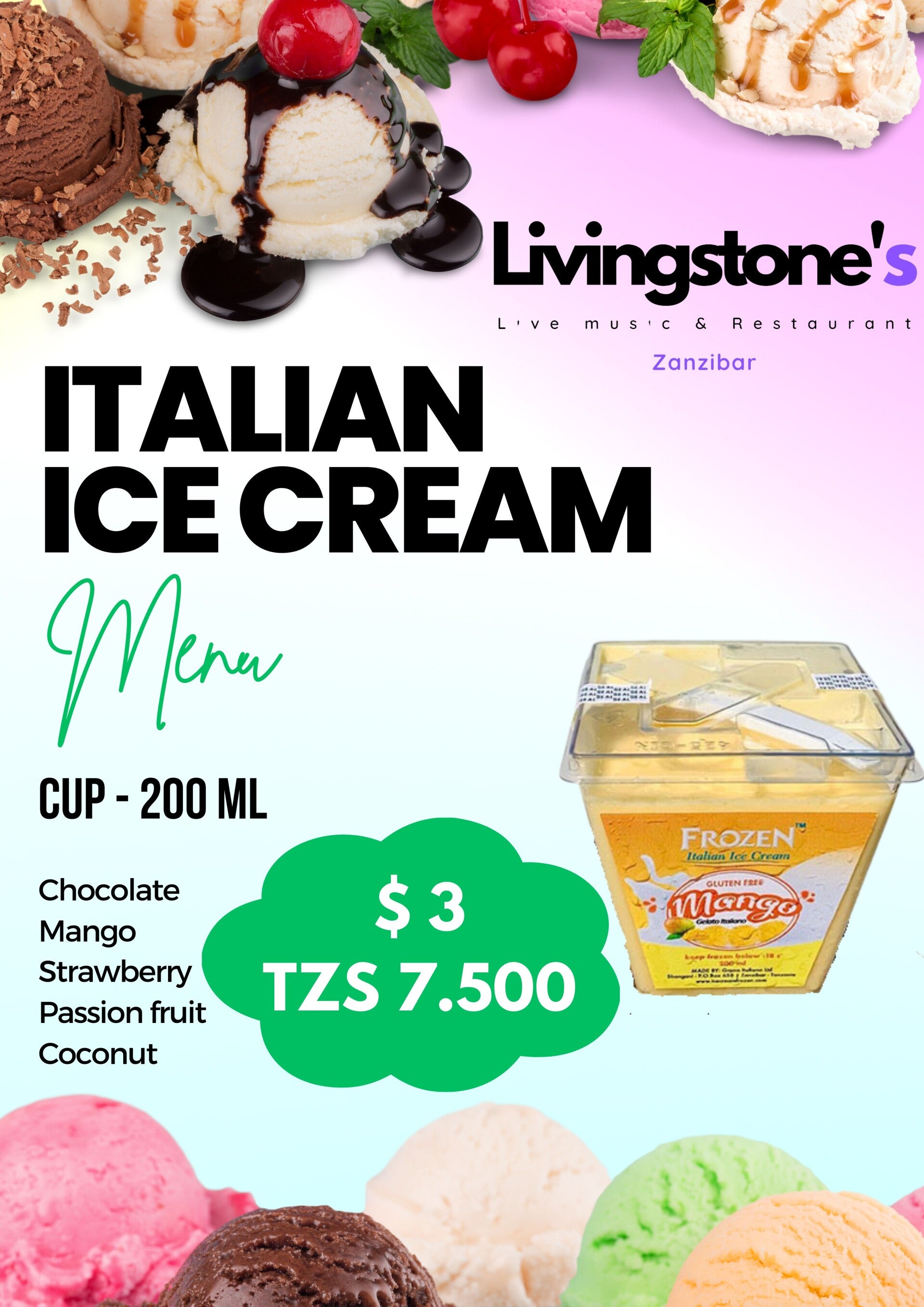 Restaurant Menu | LIVINGSTONE'S ZANZIBAR