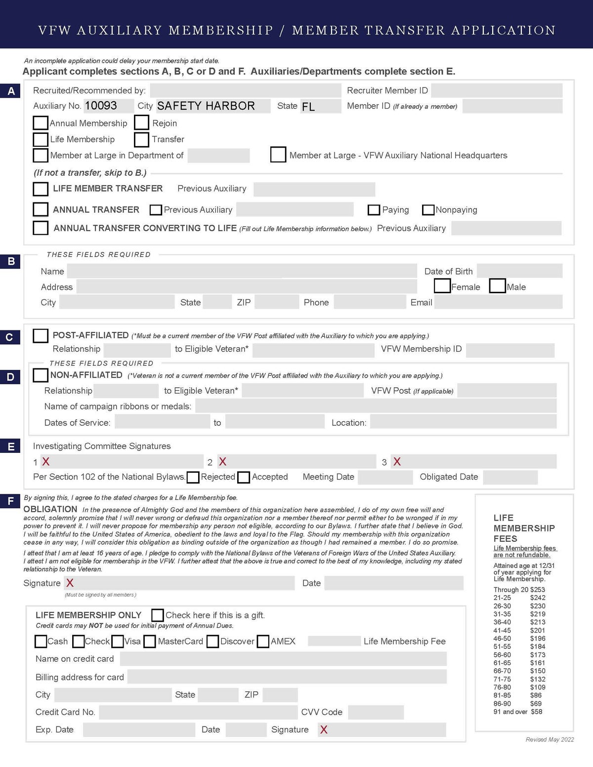 NEW MEMBERSHIP APPLICANTS / MEMBERSHIP | VFW Auxiliary Post 10093 ...