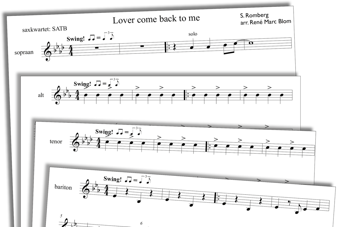 >250 Sheet music | Saxophonequartet | SATB & AATB | Foursaxes