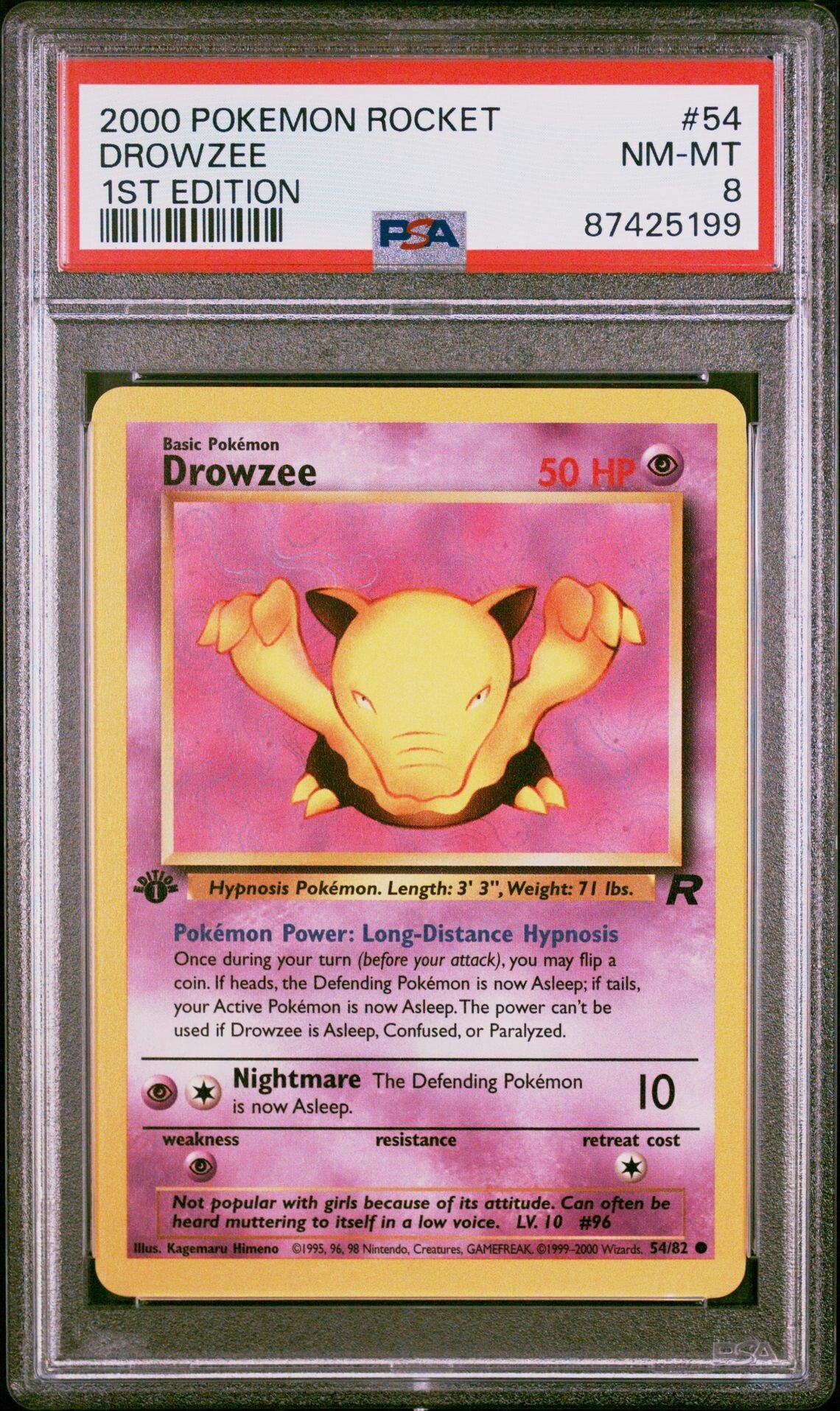 Drowzee #54 Team Rocket - 1st edition - Graded 8 PSA | Le Petit Nerdshop