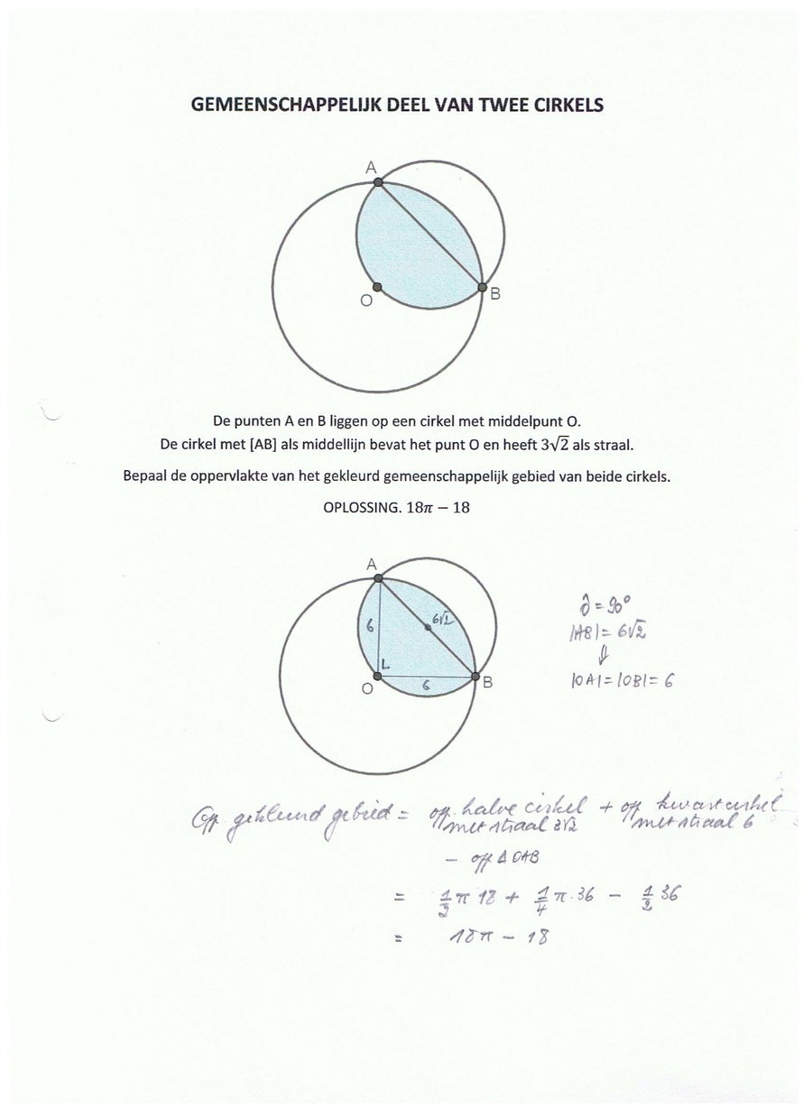 OPGAVE 12. Gemeenschappelijk deel van twee cirkels | EUCLIDEA 1 OPGAVE 12. Gemeenschappelijk deel van twee cirkels | EUCLIDEA 1