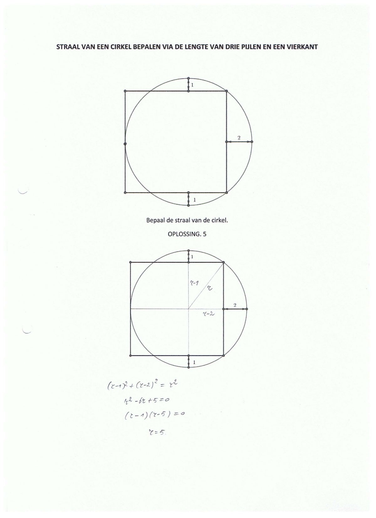 OPGAVE 18. Straal cirkel via lengte van drie pijlen | EUCLIDEA 1