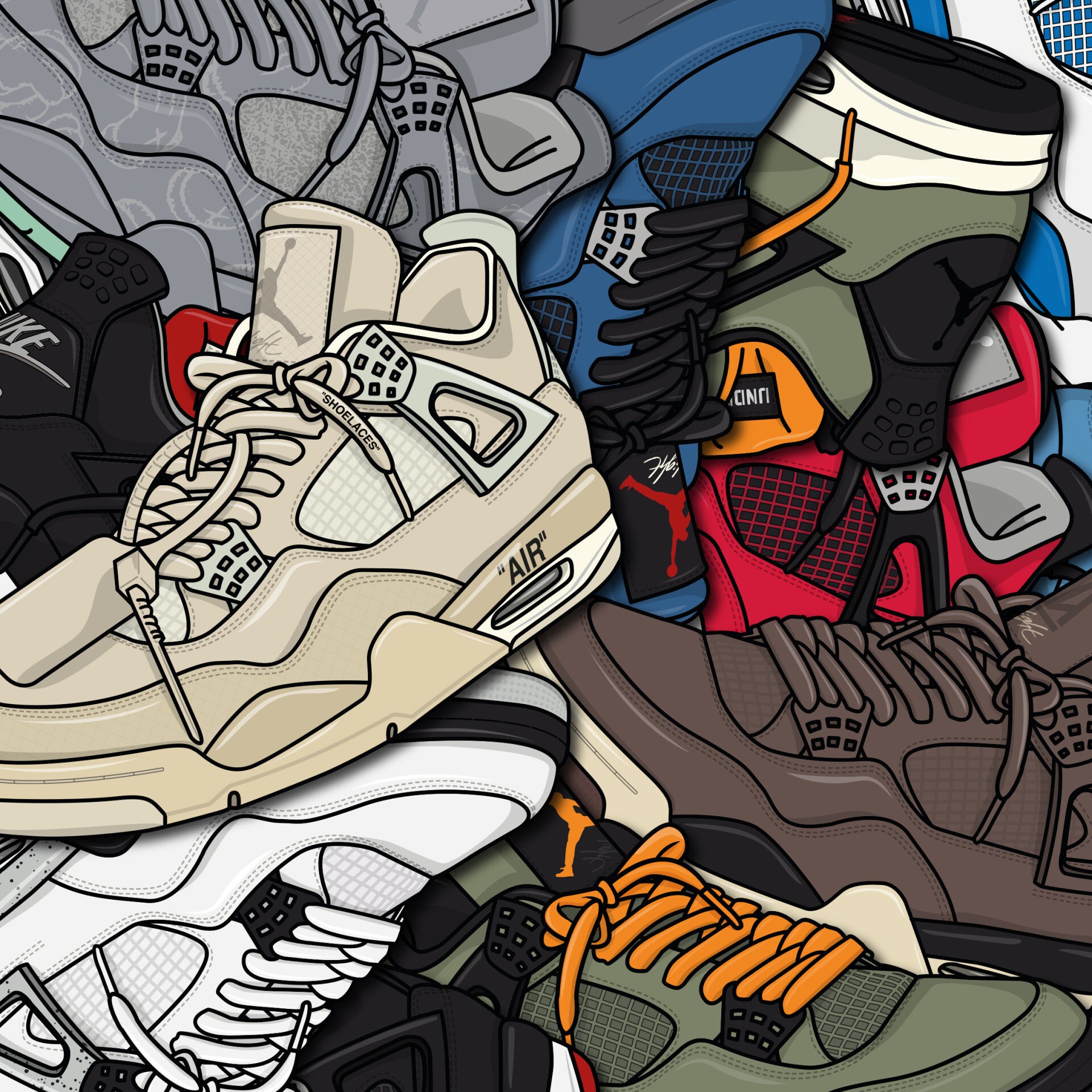NIKE AIR JORDAN 4 "GRAIL COLLAGE" POSTER (50X70CM) | Kicks on kanvas