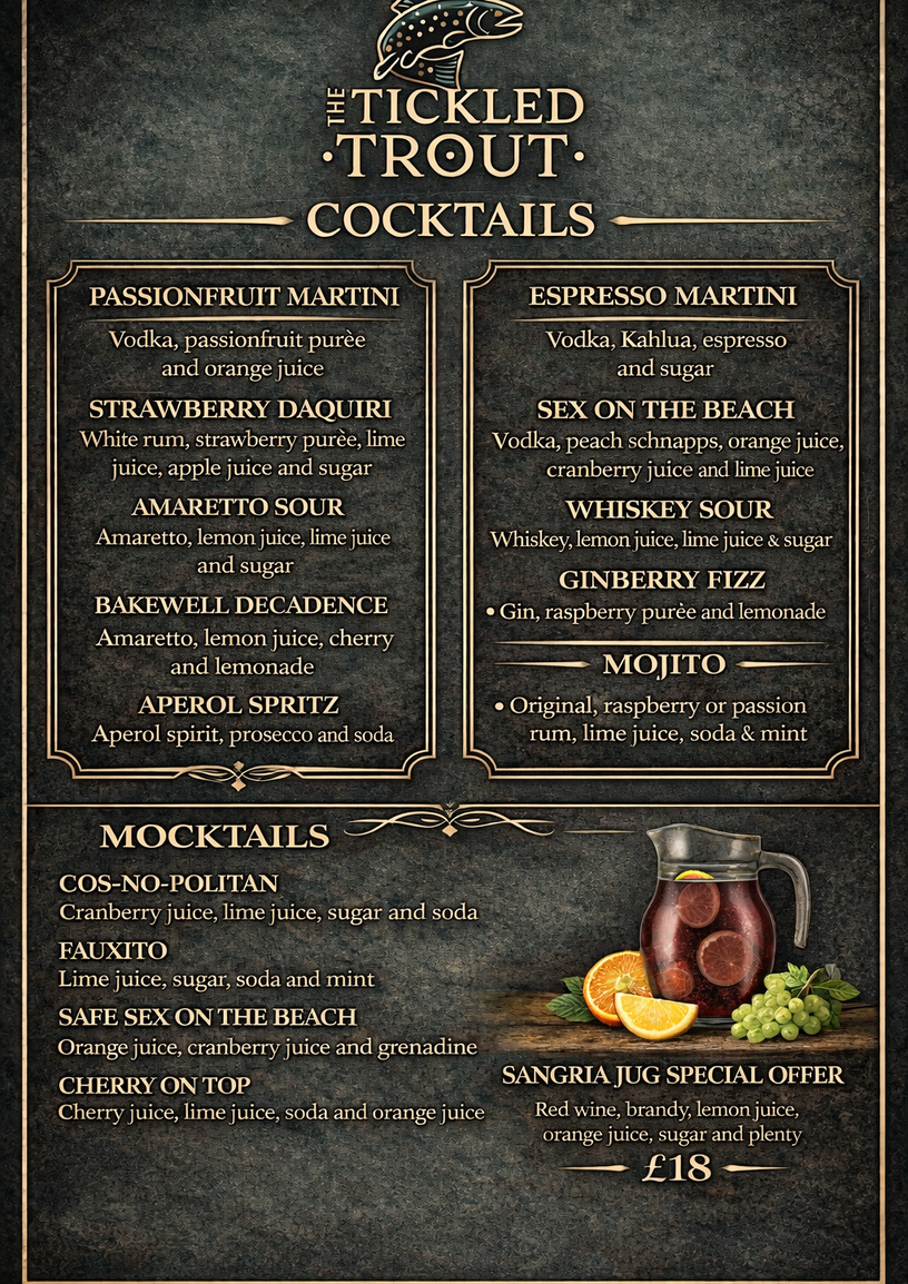 Menu | The Tickled Trout