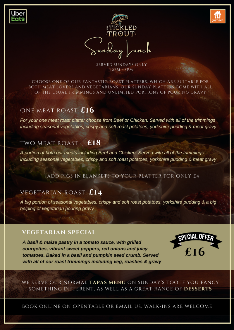 Menu | The Tickled Trout