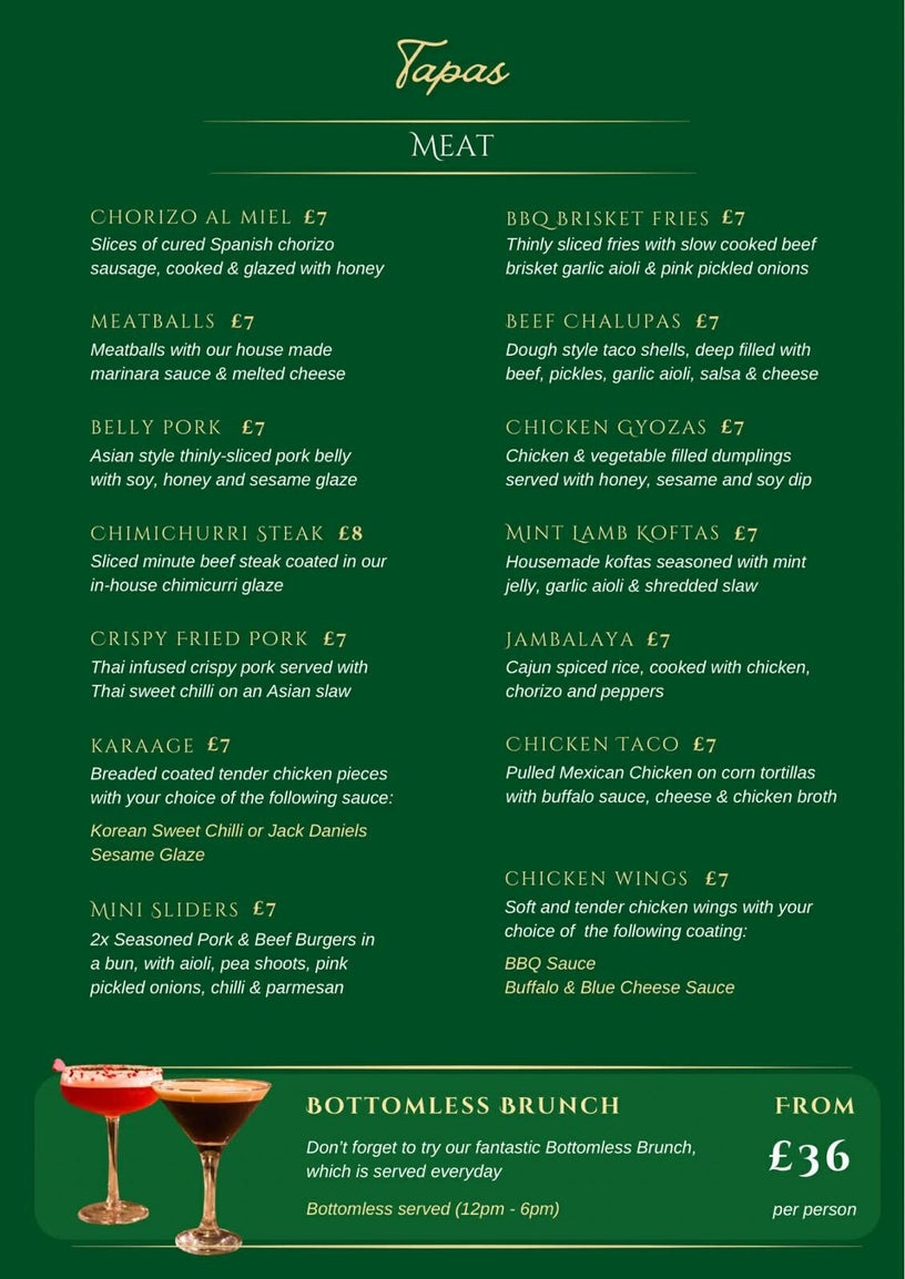 Menu | The Tickled Trout