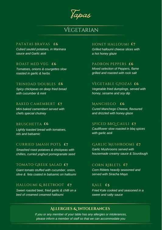 Menu | The Tickled Trout