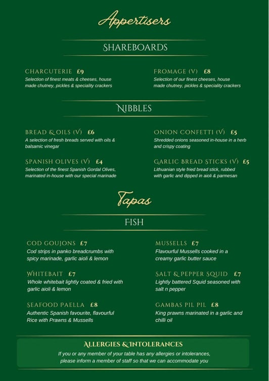 Menu | The Tickled Trout