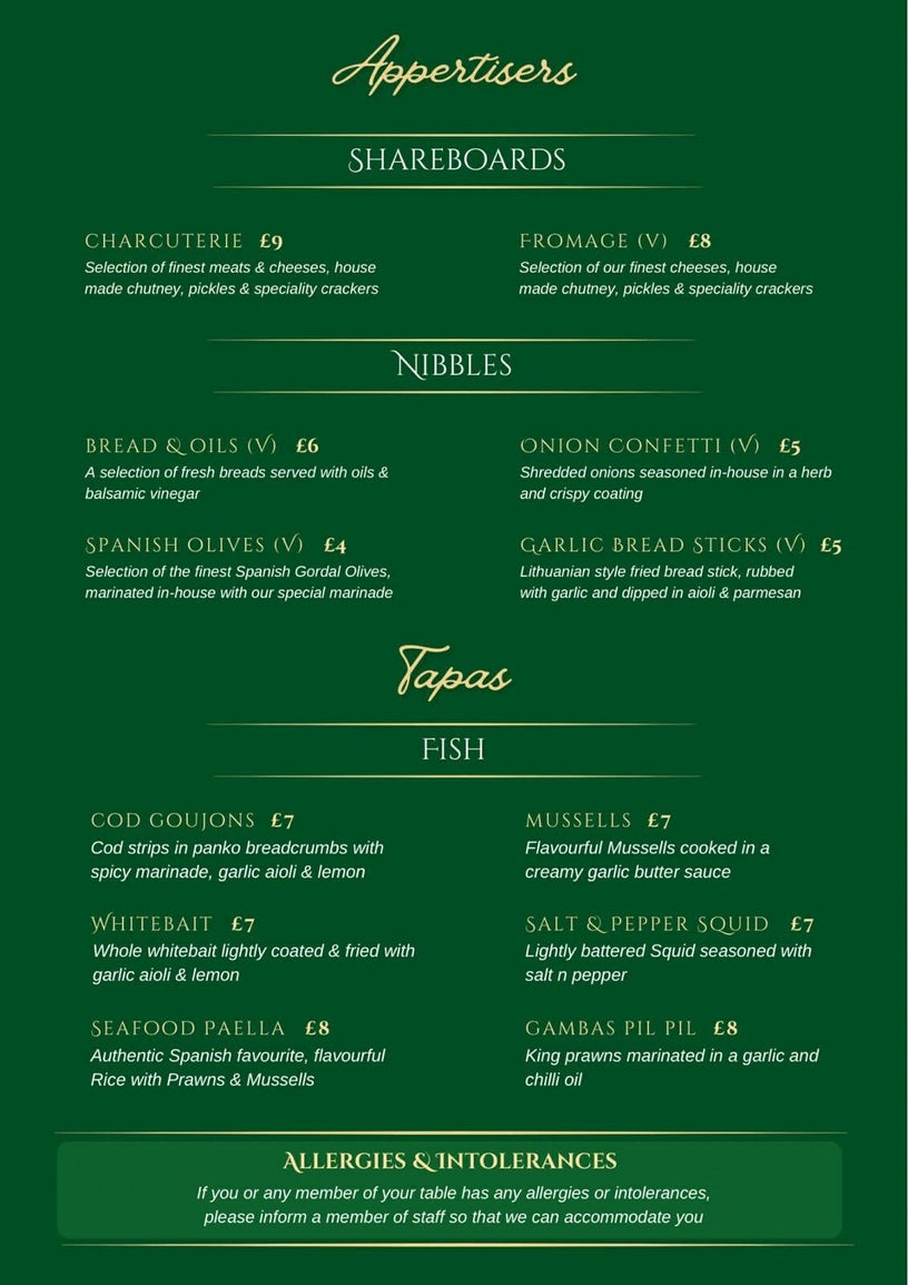 Menu | The Tickled Trout