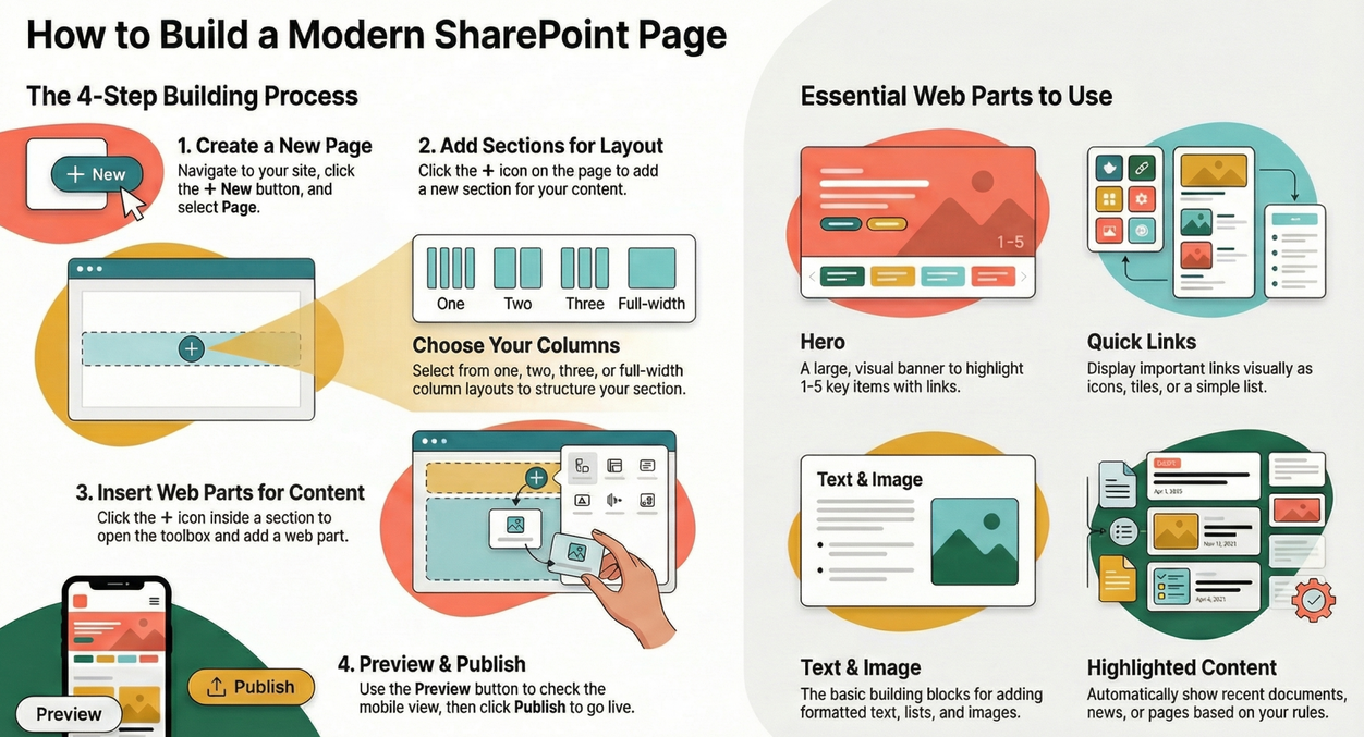 CREATE PAGE AND ADD SECTIONS & WEB PARTS / MAIN BLOG | SharePoint Mentor