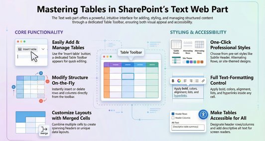 DEEP DIVE: TABLES IN TEXT WEB PARTS / MAIN BLOG | SharePoint Mentor