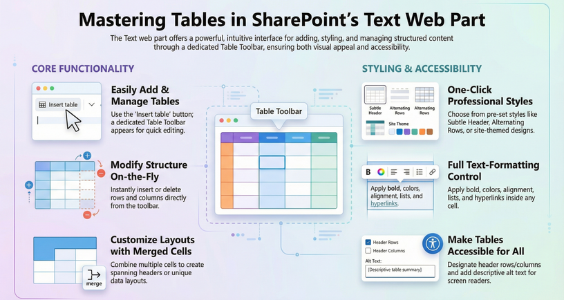 DEEP DIVE: TABLES IN TEXT WEB PARTS / MAIN BLOG | SharePoint Mentor