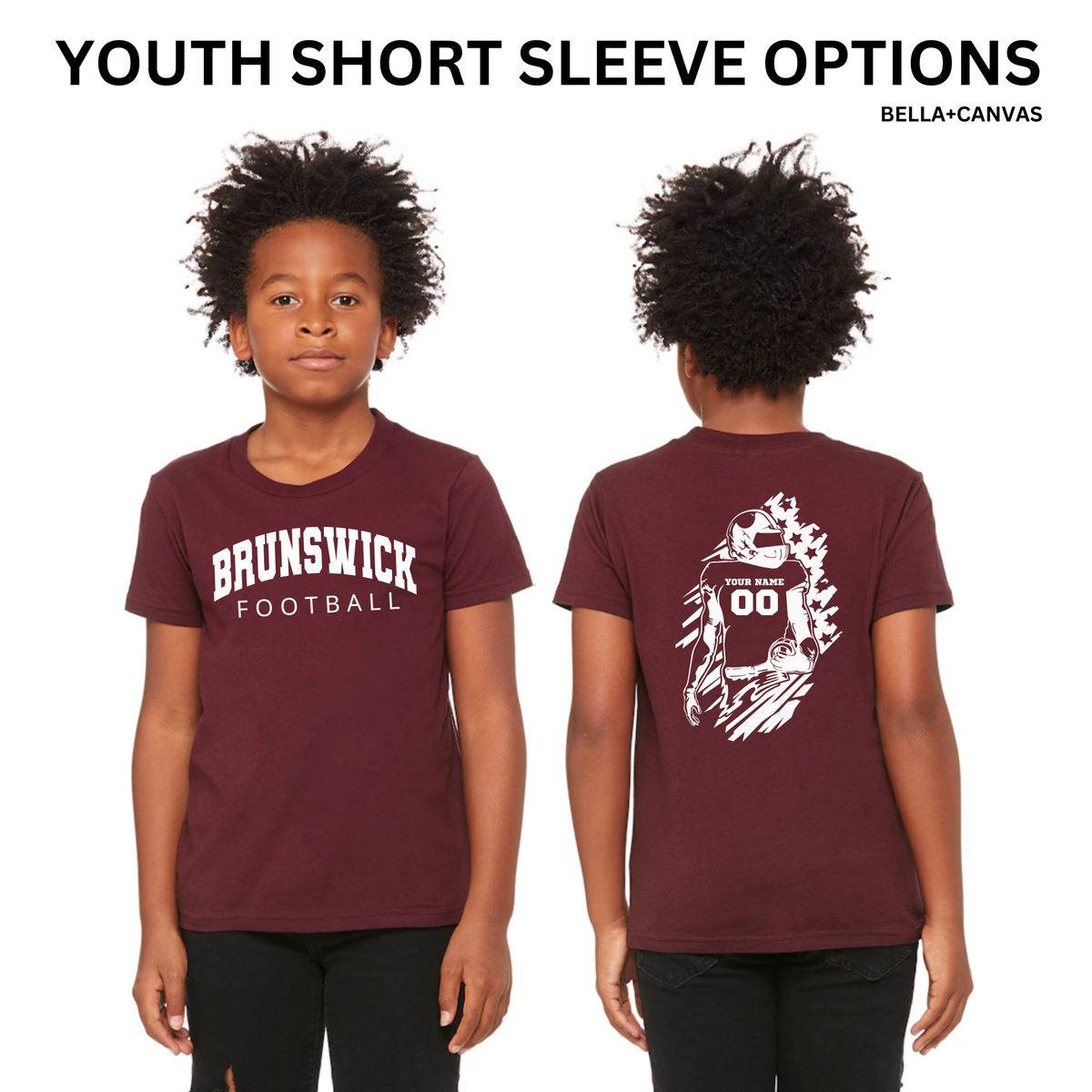 BJR Fan Apparel- Brunswick Football Personalized Youth Short Sleeve ...
