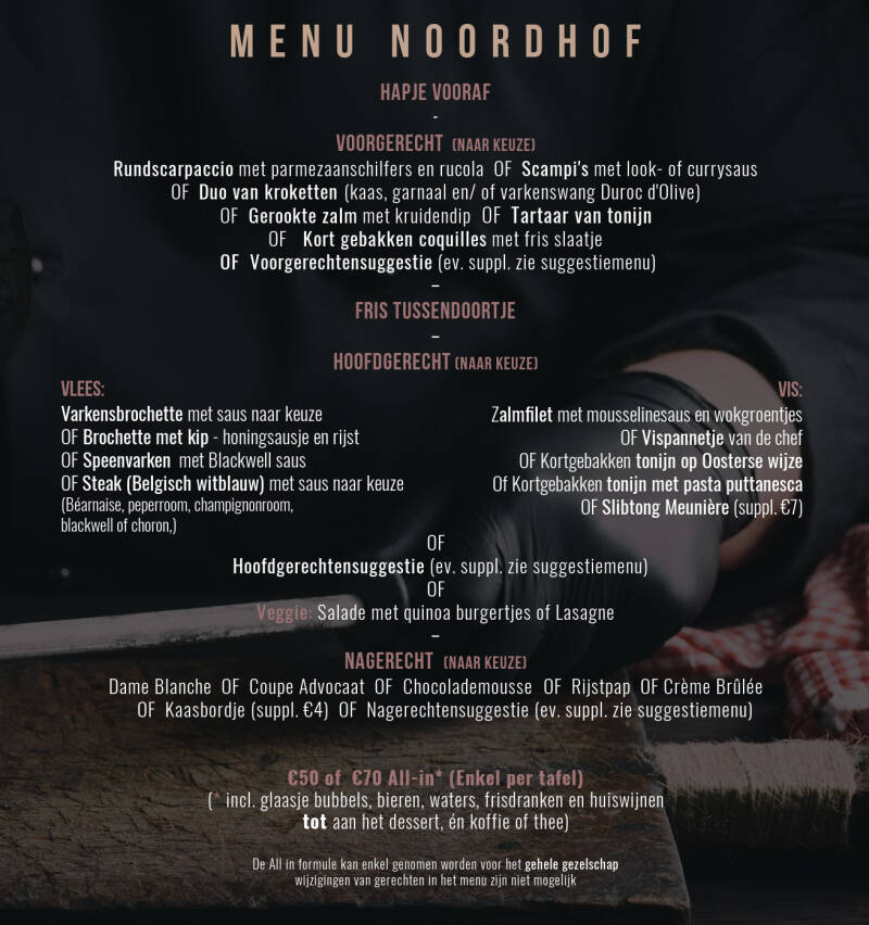 Menu Noordhof / Menu's | Brasserie Noordhof