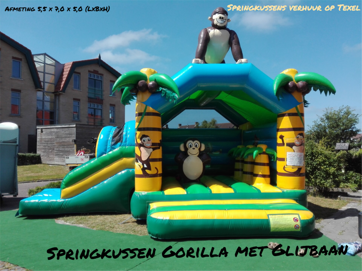 Springkussen Gorilla met glijbaan / Springkussens | Party ...