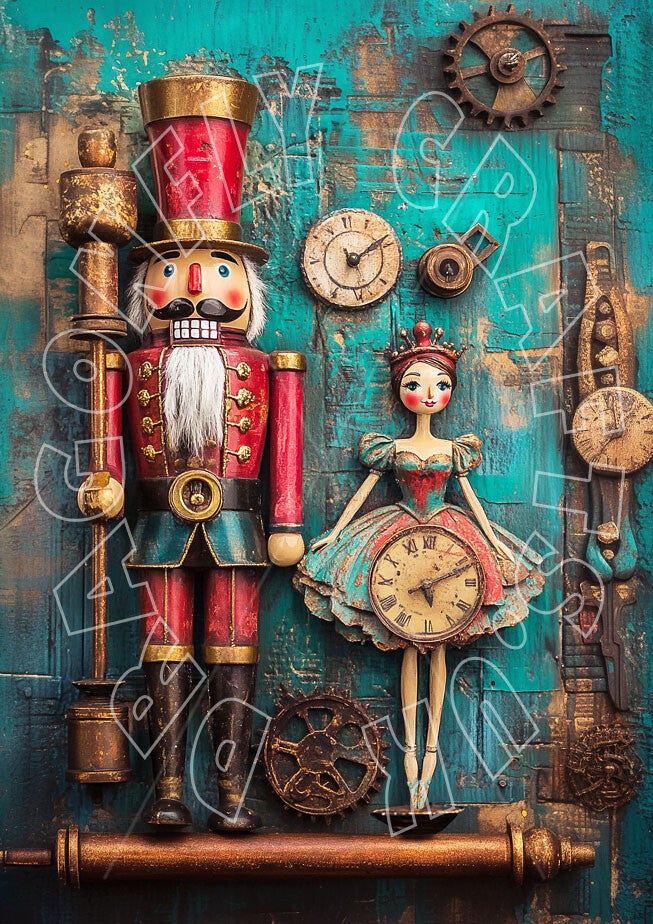 Steampunk Nutcracker Couple 1 Rice Paper | DragonflyCraftsUk