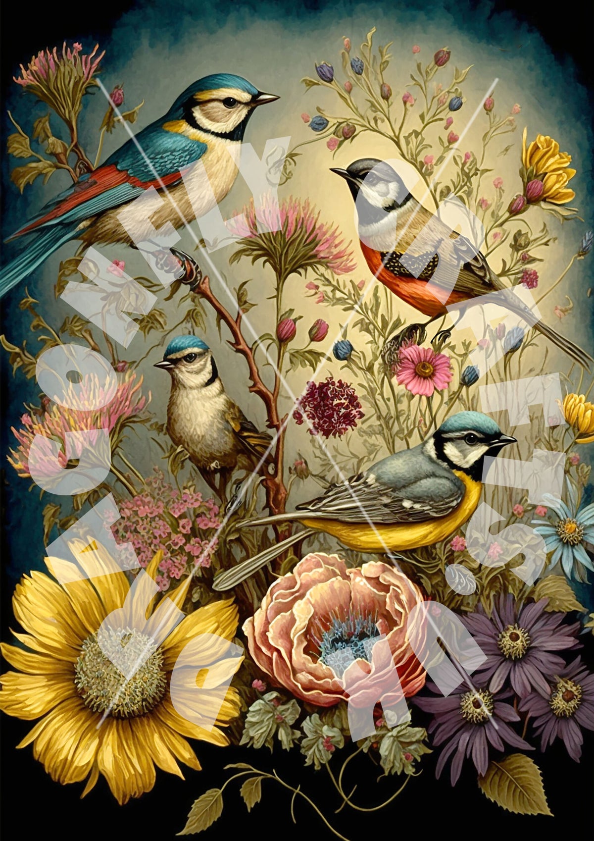 Whimsy Birds 1 Rice Paper | DragonflyCraftsUk