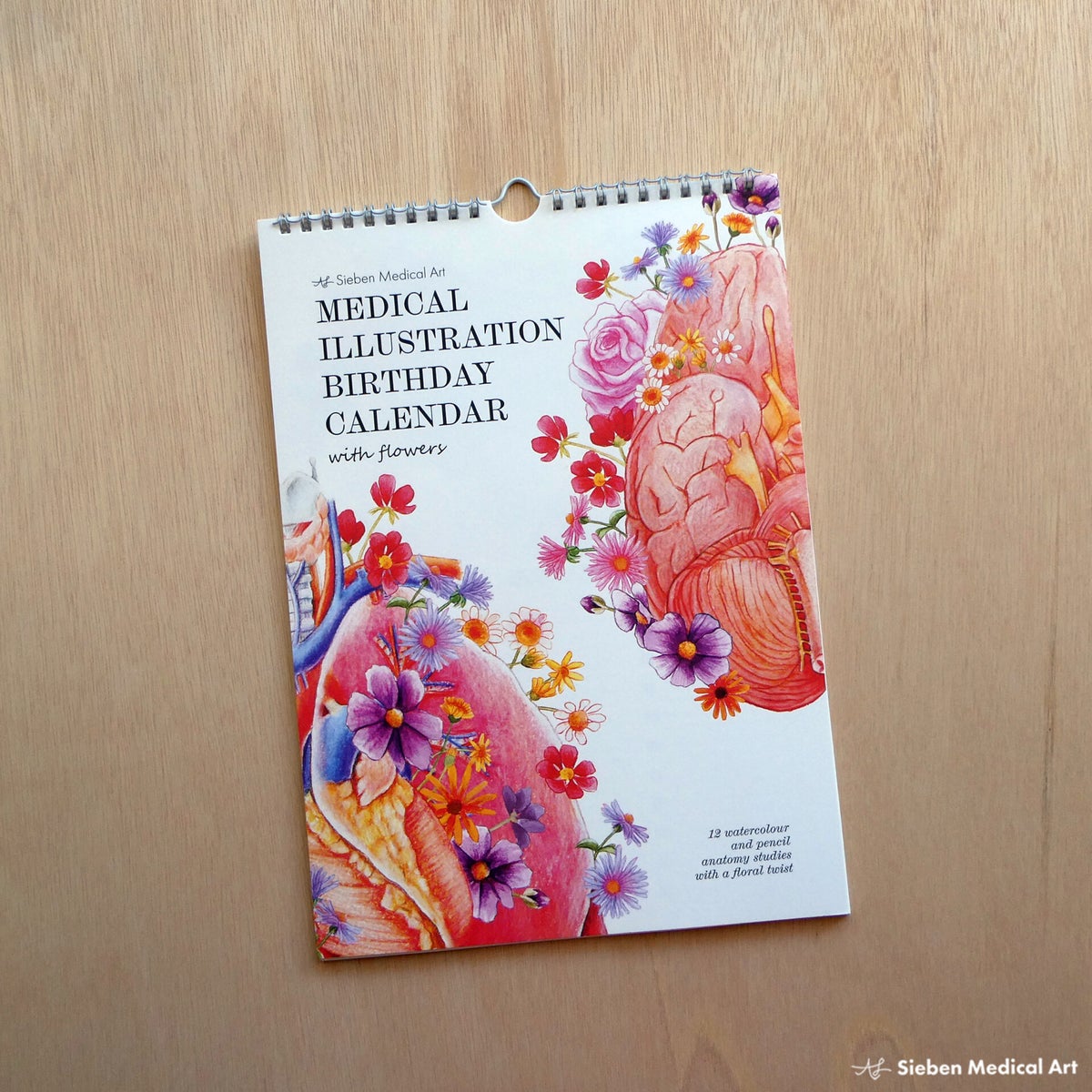 Medical art Birthday calendar with flowers | Sieben Medical Art EN