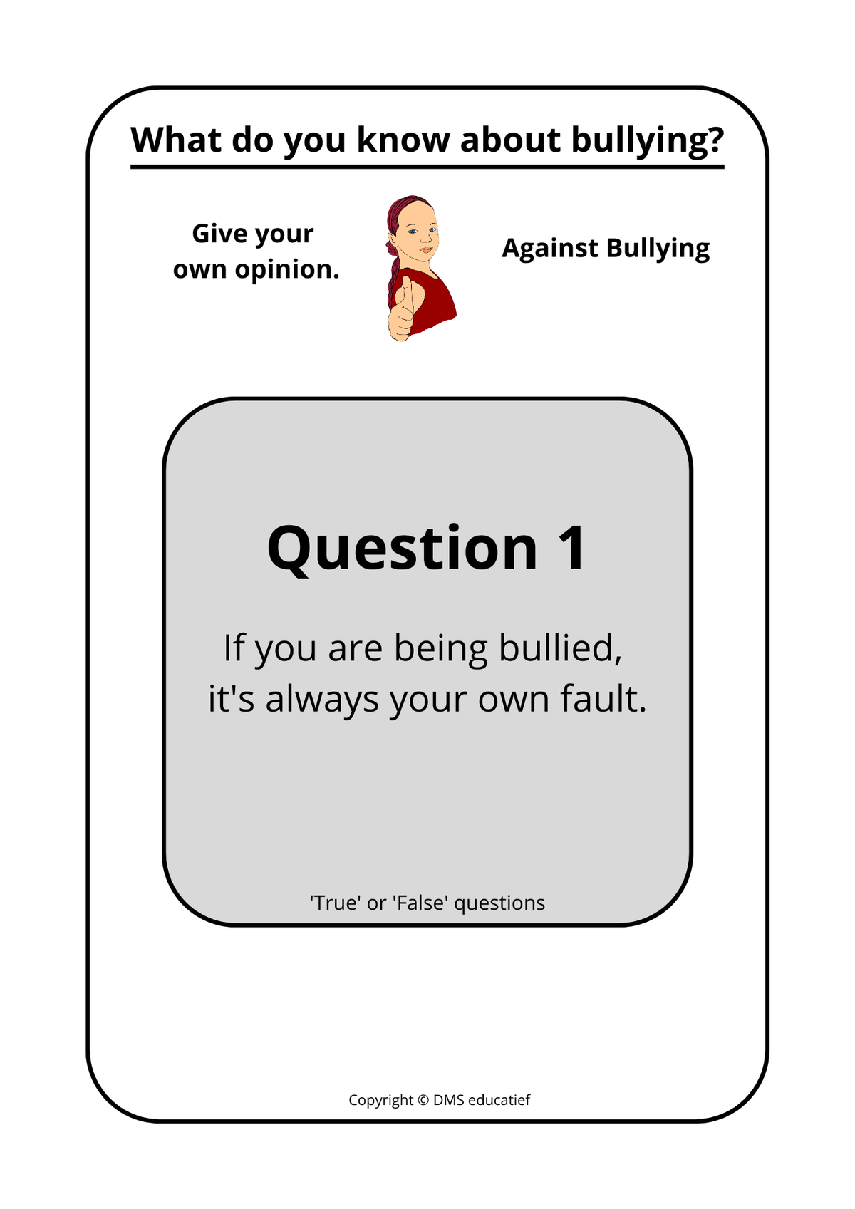 Free Question Hunt Against Bullying | EDUCATIONAL MATERIAL