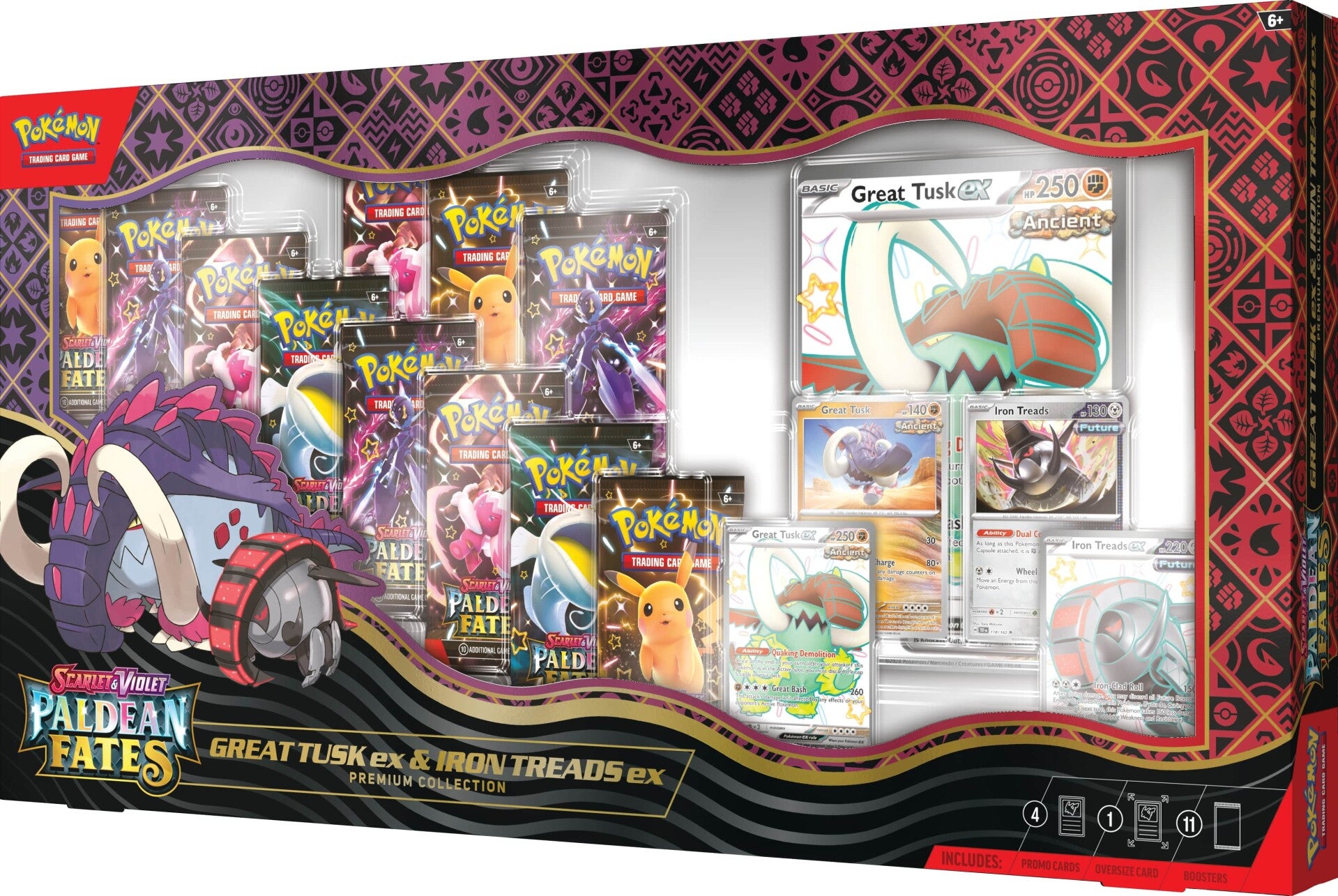 Paldean Fates Great Tusk ex & Iron Treads ex Premium Collection ...