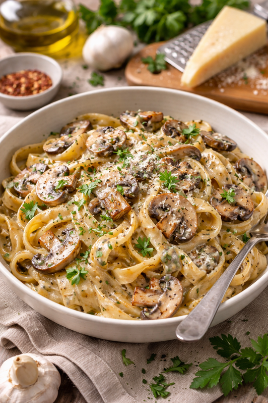 Pasta in cremiger Champignonsoße – einfaches Rezept für cremigen Genuss ...