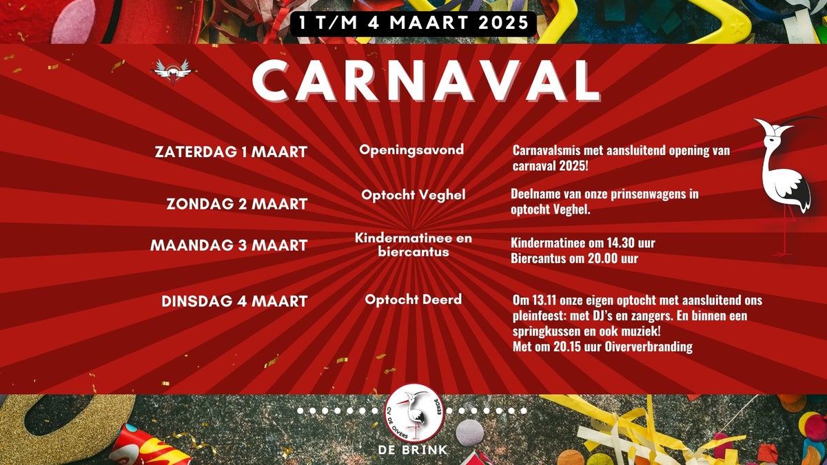 Programma Carnaval 2025 | CV de Oivers