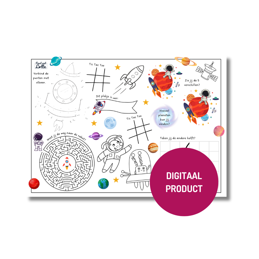 Outer Space Placemat Printable – speel, kleur en ontdek tijdens het eten!