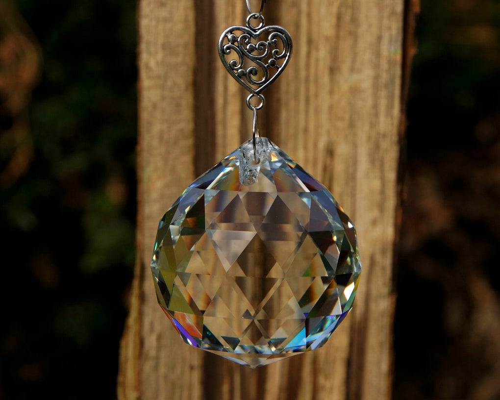 Crystal Clear Hart Suncatcher 40mm | Shiny Happy Pebble