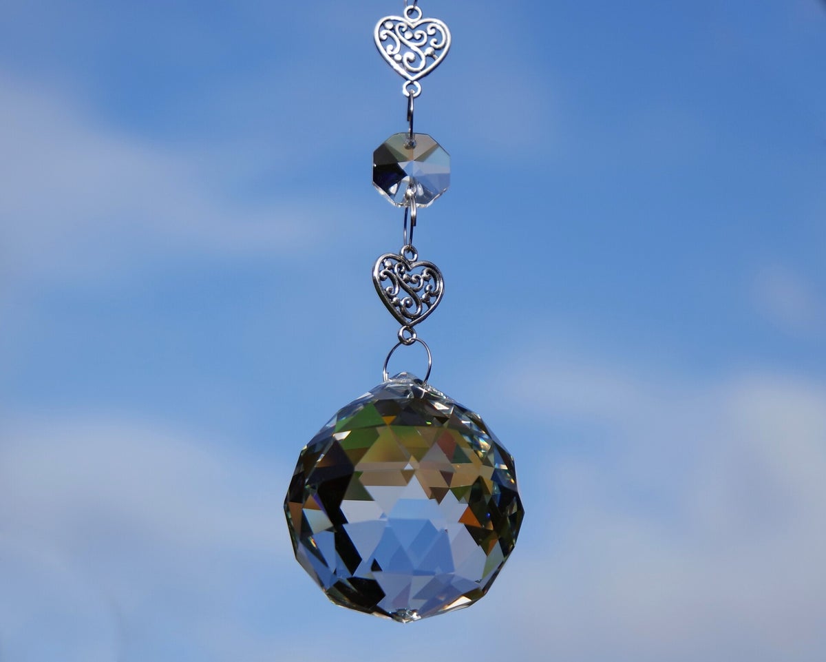 Crystal Clear Hart Suncatcher 40mm | Shiny Happy Pebble