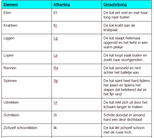 Biologie Ethogram & Protocol | Thema16rosalie