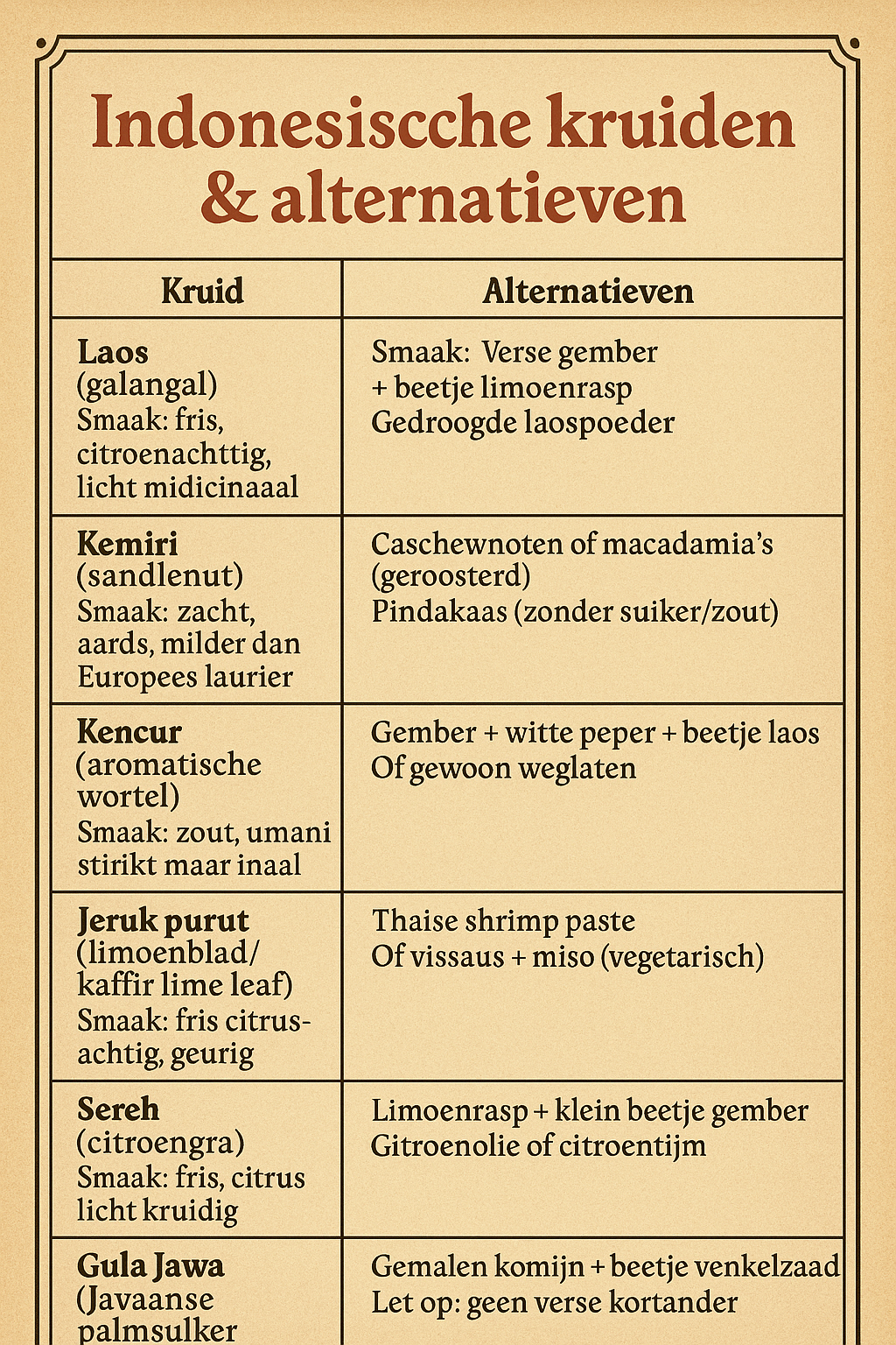 Prima alternatieven voor veel Indonesische kruiden
