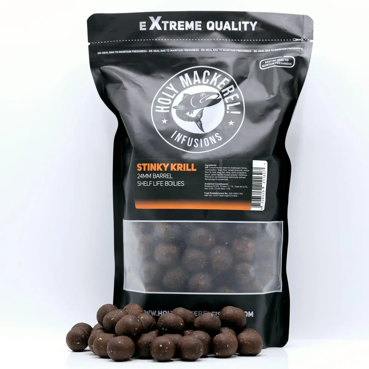 Holy Mackerel Stinky Krill 24mm Shelf Life Barrel boilies – 1KG | M H ...