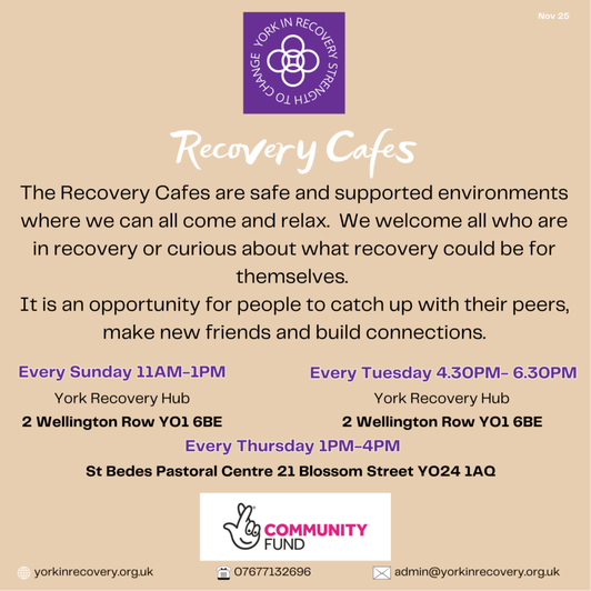 Recovery Cafes | Yorkinrecovery.org.uk