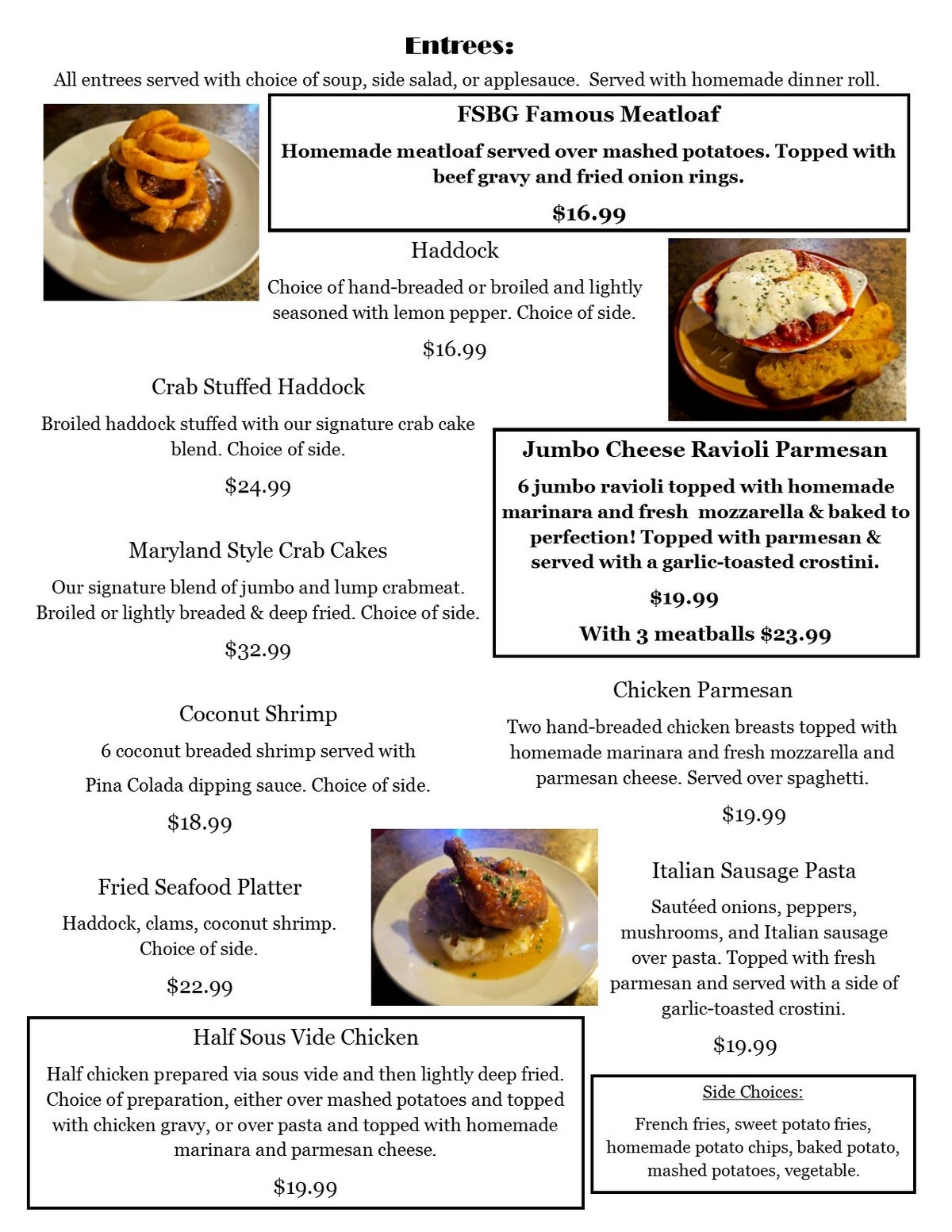Dinner Menu | Franklin Street Bar and Grill