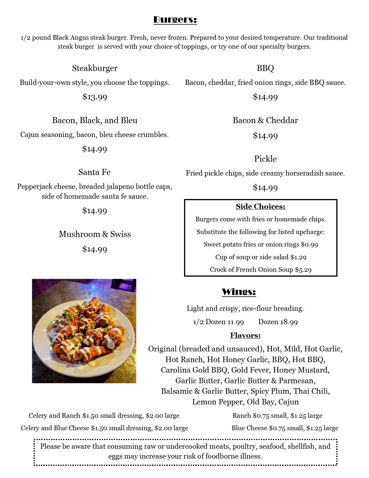 Dinner Menu | Franklin Street Bar and Grill