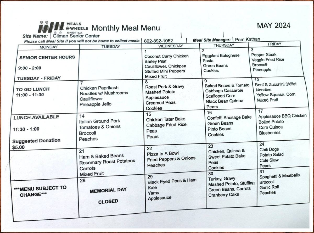 Meal Site | Gilman Senior Center