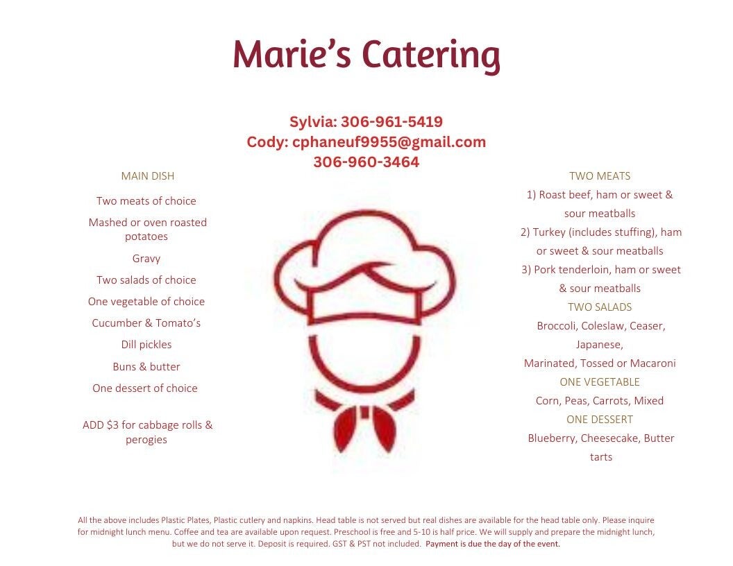 Menu | Marie’s Catering