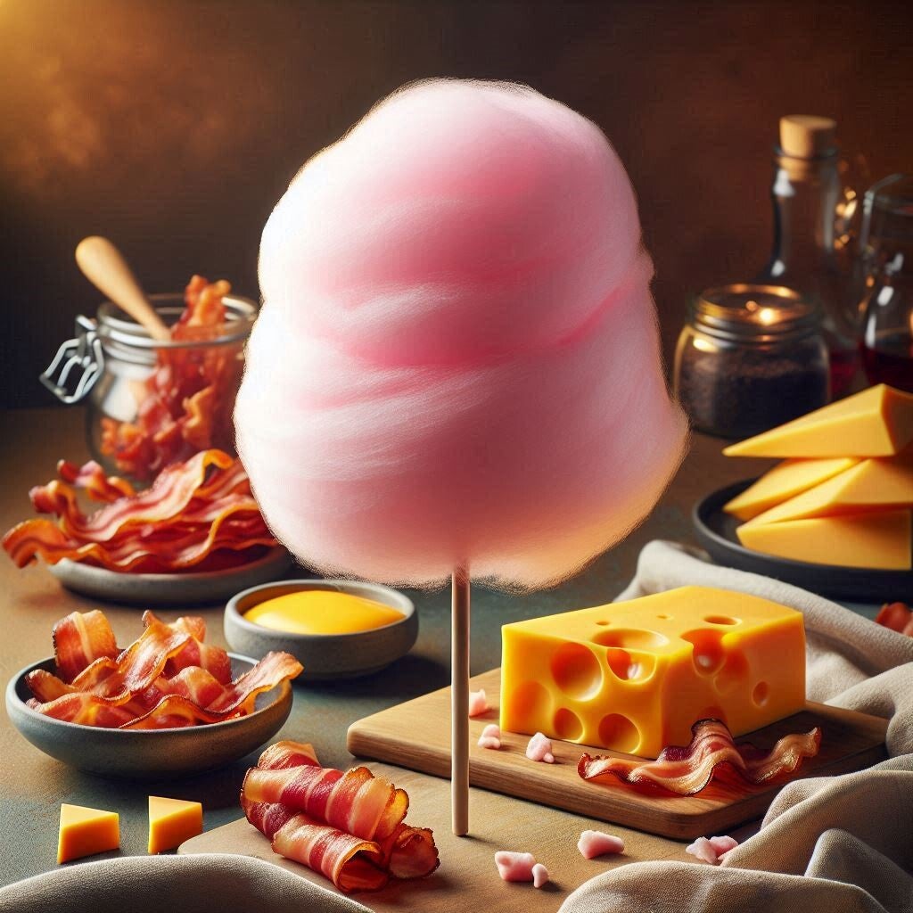 selbstgemachte Zuckerwatte 40g - CHEDDAR-BACON | Lovely Candy Shop