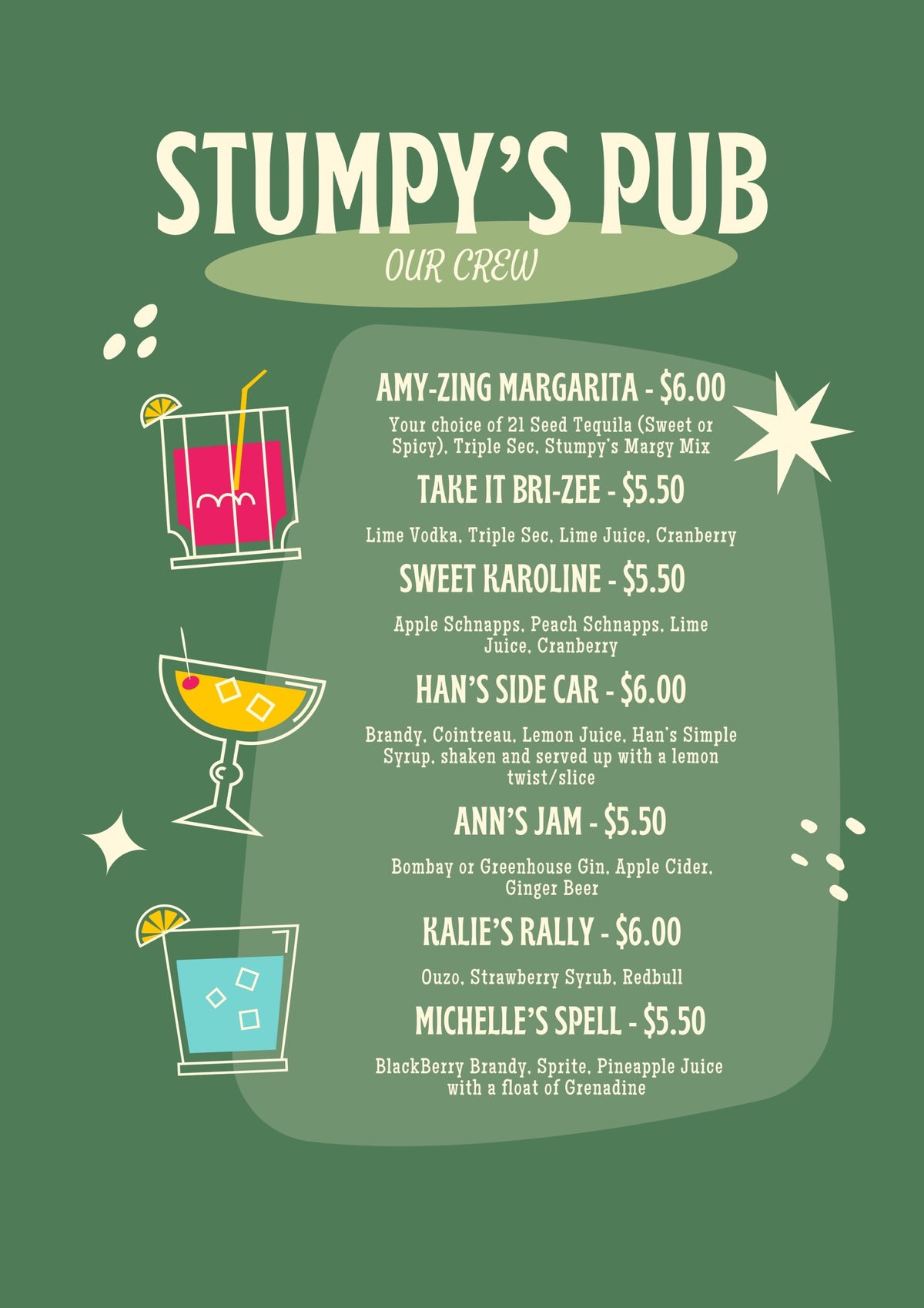 Drinks, Drinks and More Drinks | Stumpy's Pub