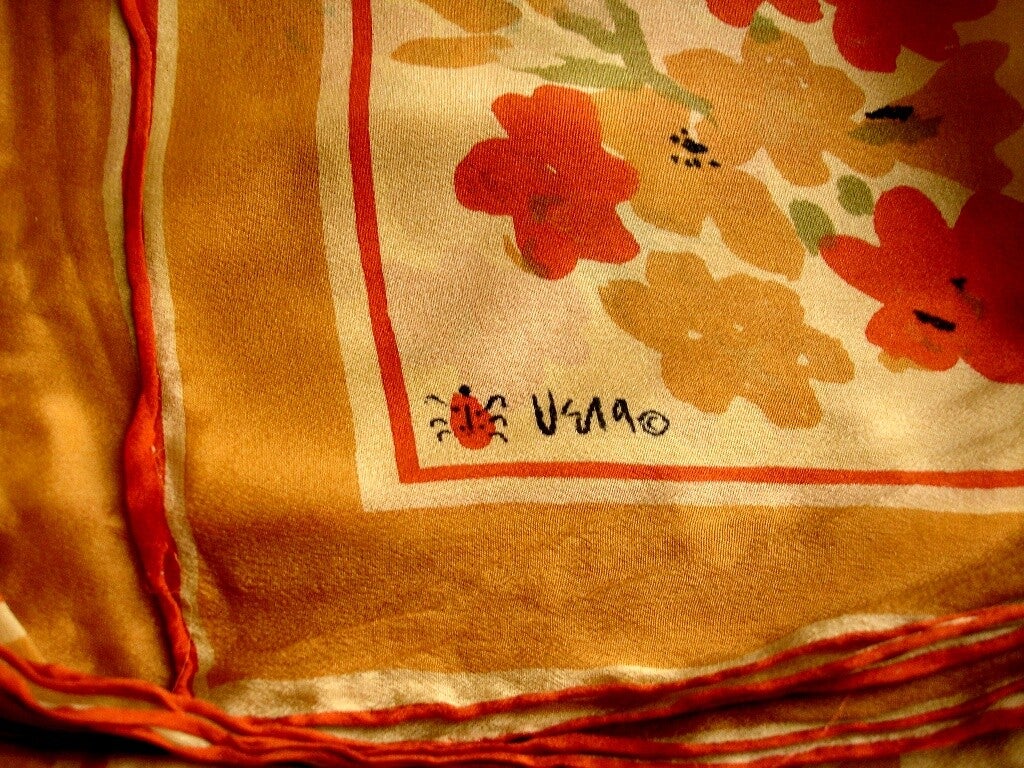 Vera Ladybug Rust Gold And Green Floral Scarf From The 1960s | Two ...