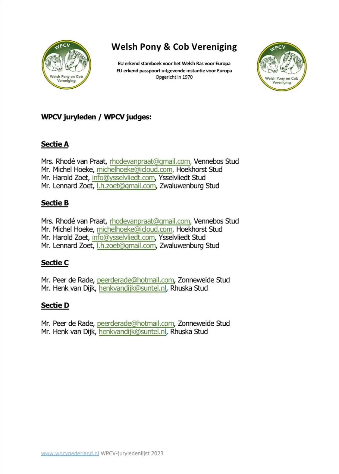 WPCV juryleden / Organisatie | WPCV