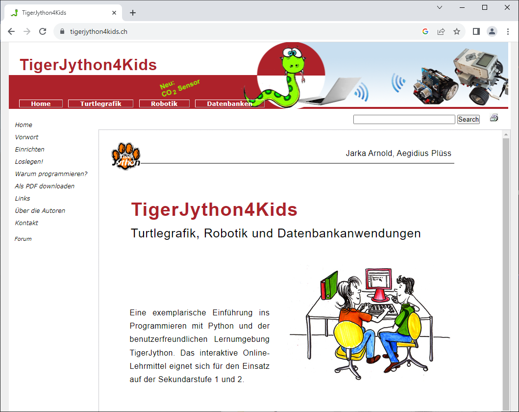 TigerJython4Kids / PYTHON / MINT-Projekt | Mein neues Hobby