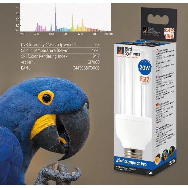 Bird Systems Compact Lamp PRO (UV-A en UV-B) 20W | BIRDS&co
