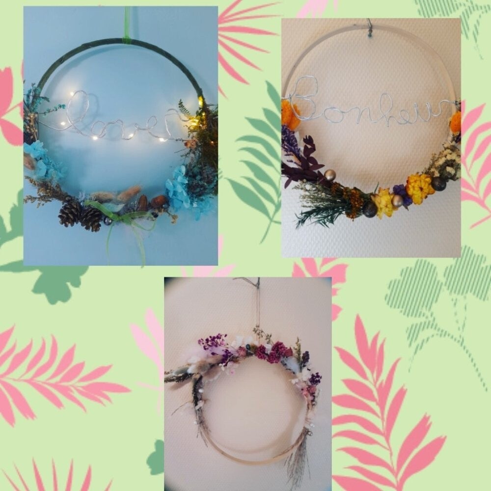 Attrappes reves fleurs sechées avec inscription au choix / Ma Boutique ...