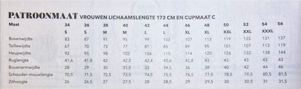 Maattabel Kt Mode Dames En Kinderen