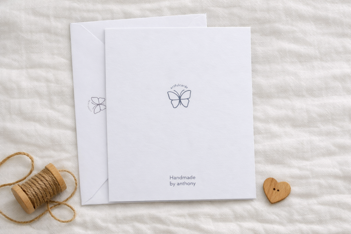 Handwritten Poem Card – “Someone Is Near” (Blue Pastel) | Artfulcards