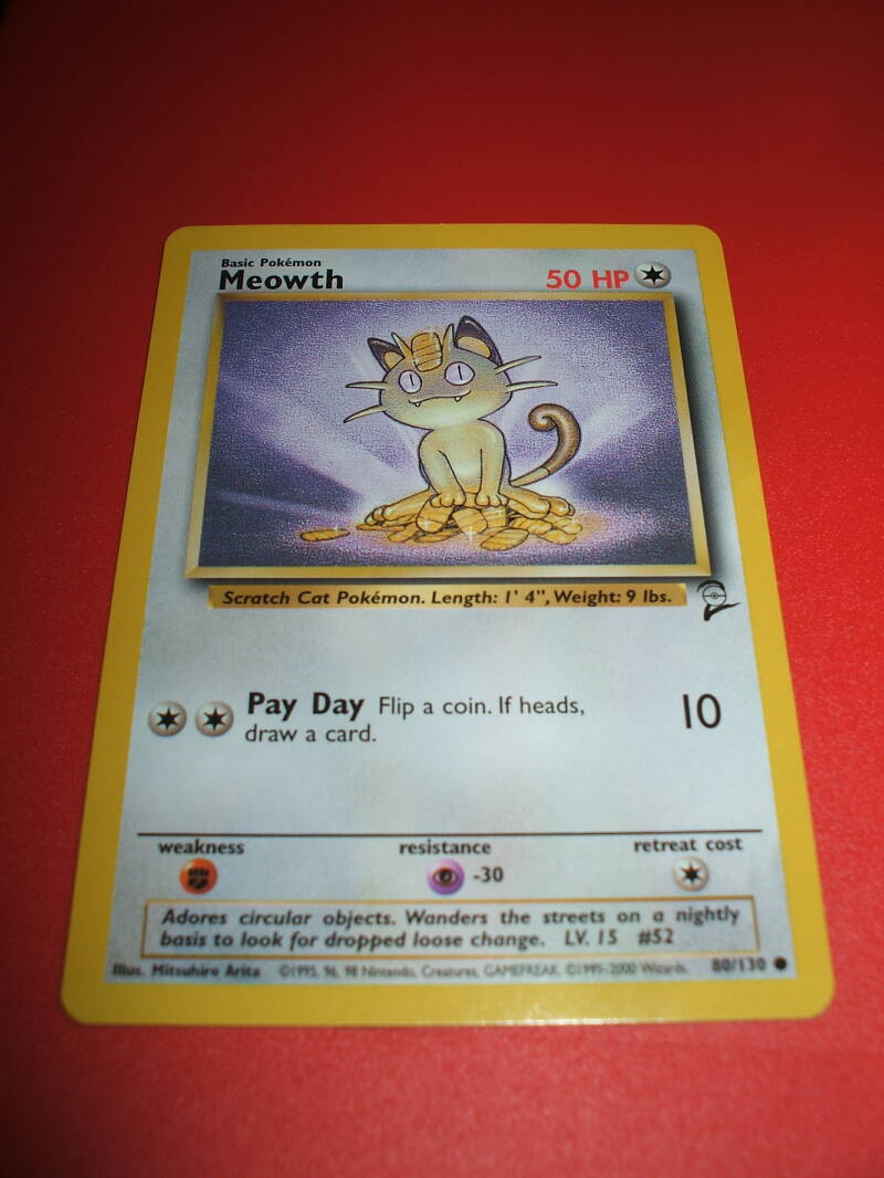 Meowth Base 2 Pokemon Card | Jett-Starr's Pokemon and More Store